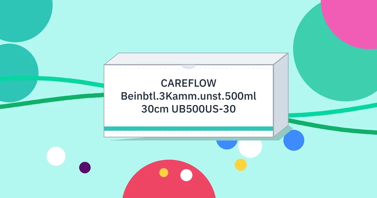Symbolbild: Packung mit der Aufschrift CAREFLOW Beinbtl.3Kamm.unst.500ml 30cm UB500US-30 (PZN 12341410) – Verfügbarkeit und Bezug in Apotheken in Frankfurt am Main