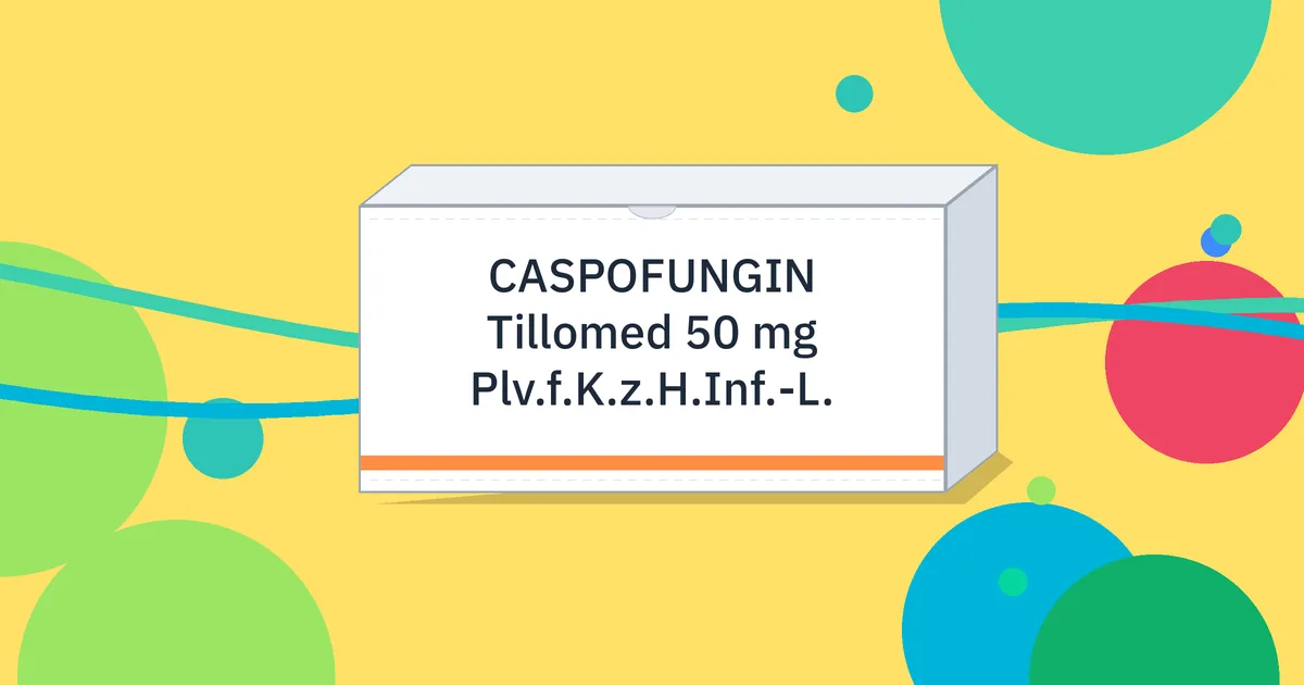 Symbolbild: Packung mit der Aufschrift CASPOFUNGIN Tillomed 50 mg Plv.f.K.z.H.Inf.-L. (PZN 16398594) – Verfügbarkeit und Bezug in Apotheken in Frankfurt am Main