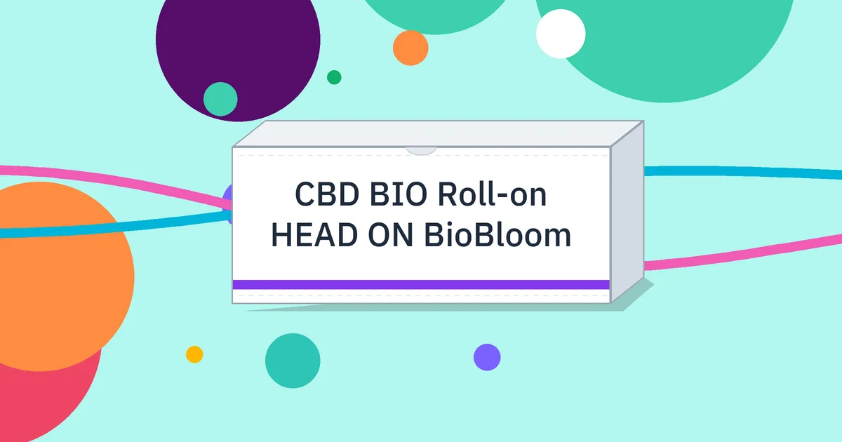 Symbolbild: Packung mit der Aufschrift CBD BIO Roll-on HEAD ON BioBloom (PZN 18649362) – Verfügbarkeit und Bezug in Apotheken in Frankfurt am Main