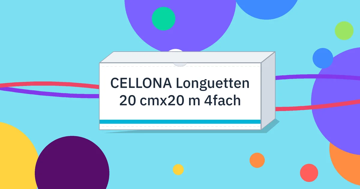 Symbolbild: Packung mit der Aufschrift CELLONA Longuetten 20 cmx20 m 4fach (PZN 01449021) – Verfügbarkeit und Bezug in Apotheken in Frankfurt am Main