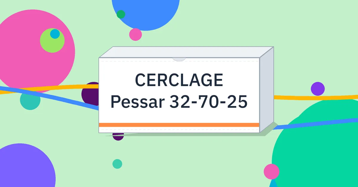 Symbolbild: Packung mit der Aufschrift CERCLAGE Pessar 32-70-25 (PZN 07274002) – Verfügbarkeit und Bezug in Apotheken in Frankfurt am Main