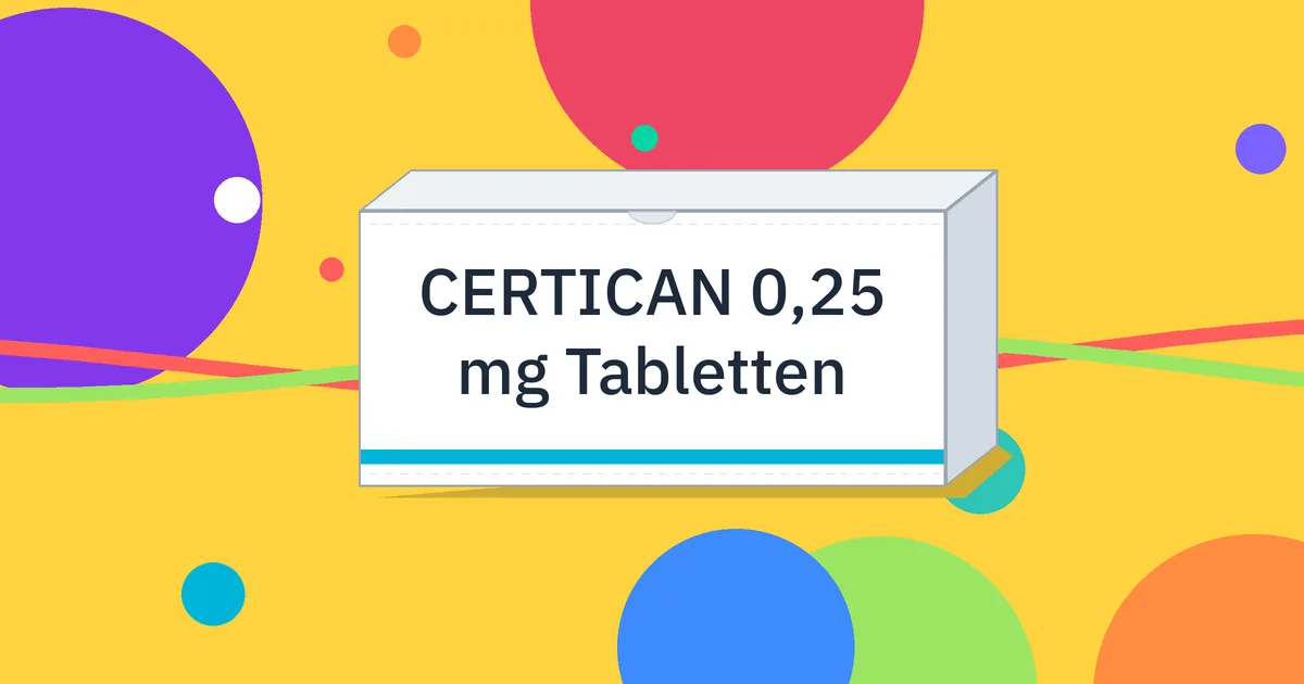 Symbolbild: Packung mit der Aufschrift CERTICAN 0,25 mg Tabletten (PZN 10116181) – Verfügbarkeit und Bezug in Apotheken in Frankfurt am Main