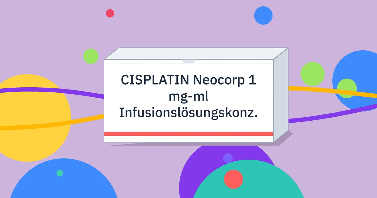 Symbolbild: Packung mit der Aufschrift CISPLATIN Neocorp 1 mg-ml Infusionslösungskonz. (PZN 03736227) – Verfügbarkeit und Bezug in Apotheken in Frankfurt am Main