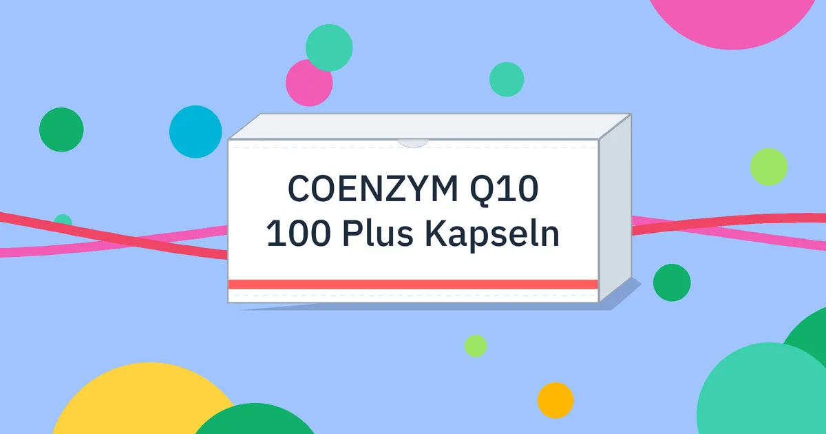 Symbolbild: Packung mit der Aufschrift COENZYM Q10 100 Plus Kapseln (PZN 15870824) – Verfügbarkeit und Bezug in Apotheken in Frankfurt am Main