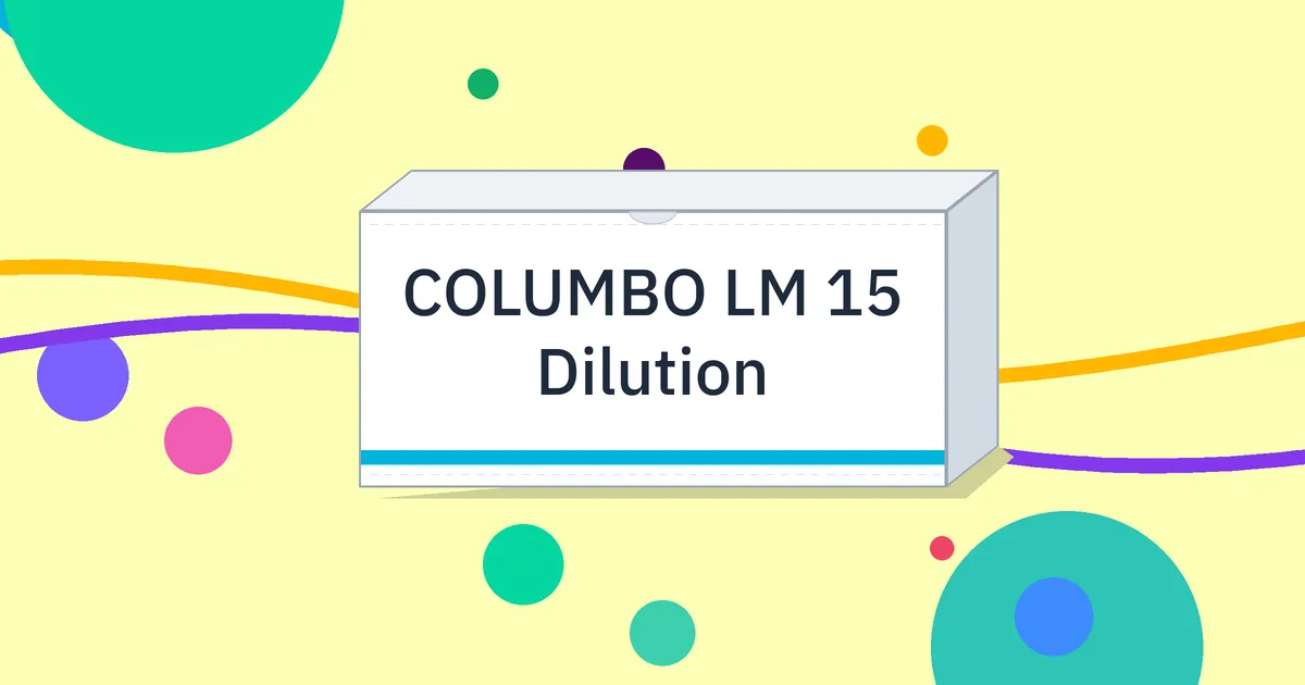 Symbolbild: Packung mit der Aufschrift COLUMBO LM 15 Dilution (PZN 13448794) – Verfügbarkeit und Bezug in Apotheken in Frankfurt am Main