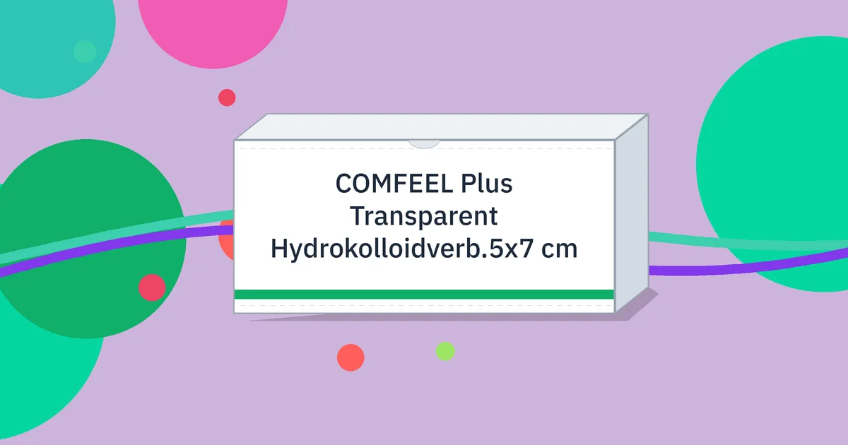 Symbolbild: Packung mit der Aufschrift COMFEEL Plus Transparent Hydrokolloidverb.5x7 cm (PZN 20016256) – Verfügbarkeit und Bezug in Apotheken in Frankfurt am Main
