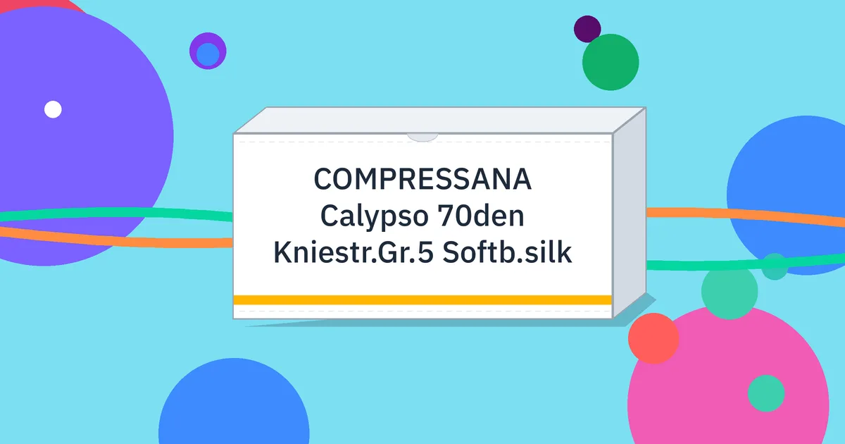 Symbolbild: Packung mit der Aufschrift COMPRESSANA Calypso 70den Kniestr.Gr.5 Softb.silk (PZN 07719409) – Verfügbarkeit und Bezug in Apotheken in Frankfurt am Main