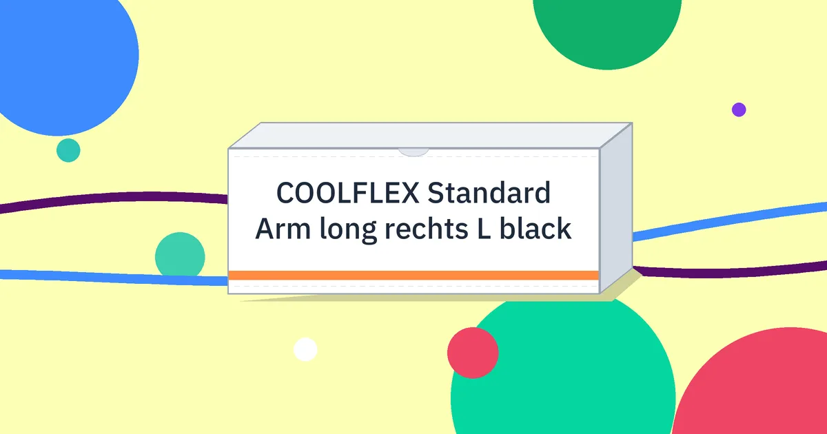 Symbolbild: Packung mit der Aufschrift COOLFLEX Standard Arm long rechts L black (PZN 20382570) – Verfügbarkeit und Bezug in Apotheken in Frankfurt am Main