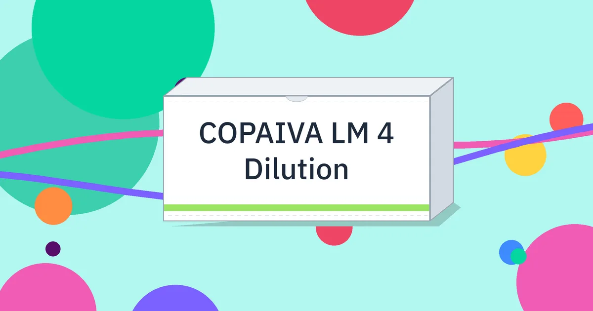 Symbolbild: Packung mit der Aufschrift COPAIVA LM 4 Dilution (PZN 13450992) – Verfügbarkeit und Bezug in Apotheken in Frankfurt am Main