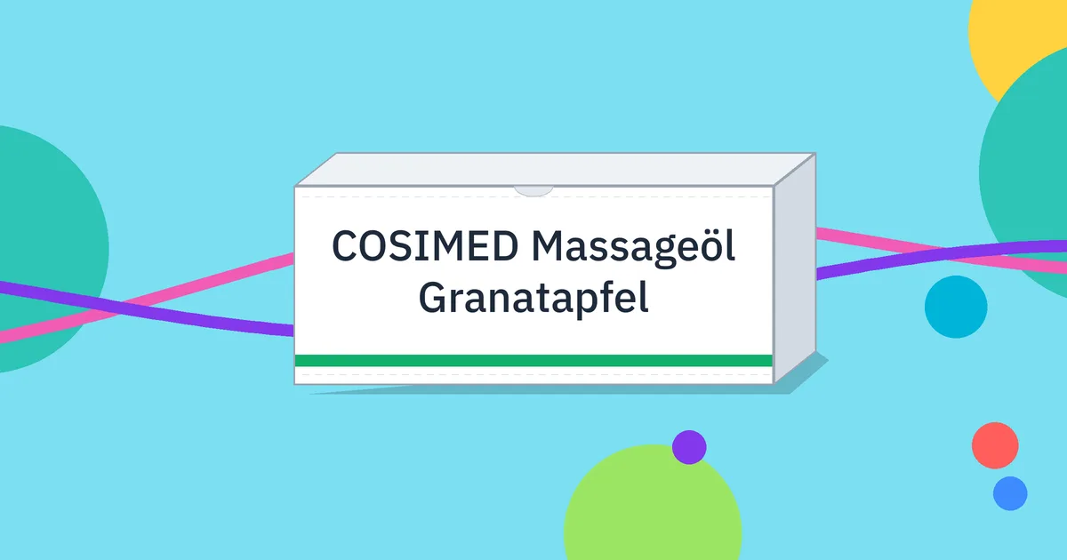 Symbolbild: Packung mit der Aufschrift COSIMED Massageöl Granatapfel (PZN 15746136) – Verfügbarkeit und Bezug in Apotheken in Frankfurt am Main