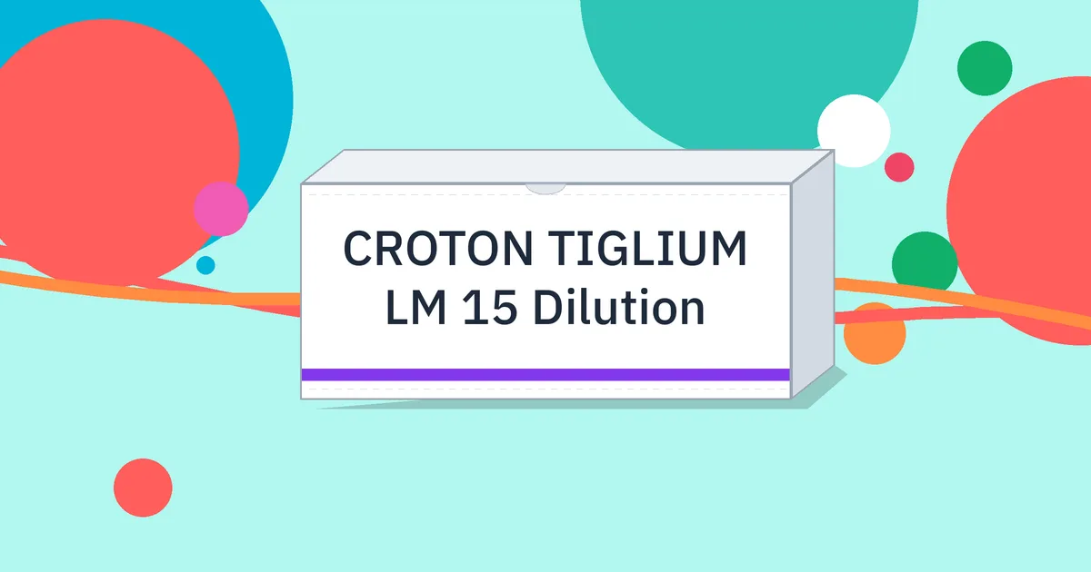 Symbolbild: Packung mit der Aufschrift CROTON TIGLIUM LM 15 Dilution (PZN 12836407) – Verfügbarkeit und Bezug in Apotheken in Frankfurt am Main