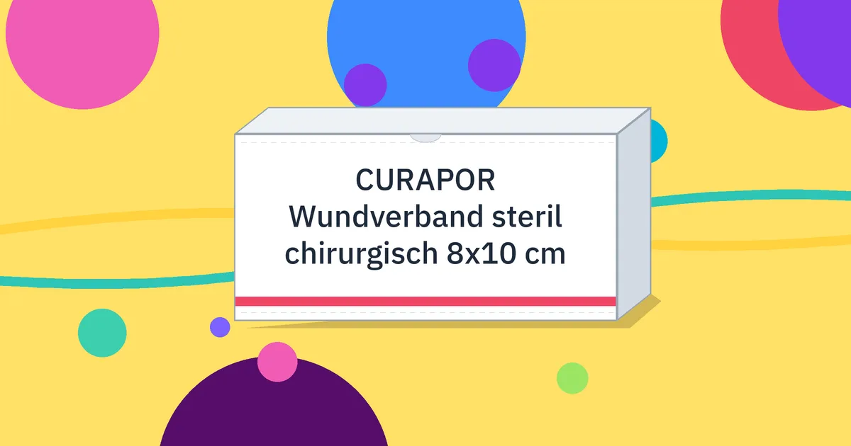 Symbolbild: Packung mit der Aufschrift CURAPOR Wundverband steril chirurgisch 8x10 cm (PZN 19909871) – Verfügbarkeit und Bezug in Apotheken in Frankfurt am Main