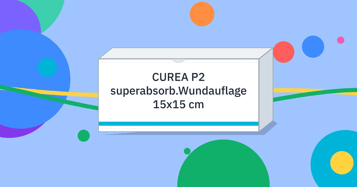 Symbolbild: Packung mit der Aufschrift CUREA P2 superabsorb.Wundauflage 15x15 cm (PZN 10286405) – Verfügbarkeit und Bezug in Apotheken in Frankfurt am Main