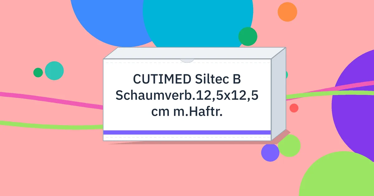 Symbolbild: Packung mit der Aufschrift CUTIMED Siltec B Schaumverb.12,5x12,5 cm m.Haftr. (PZN 19990732) – Verfügbarkeit und Bezug in Apotheken in Frankfurt am Main