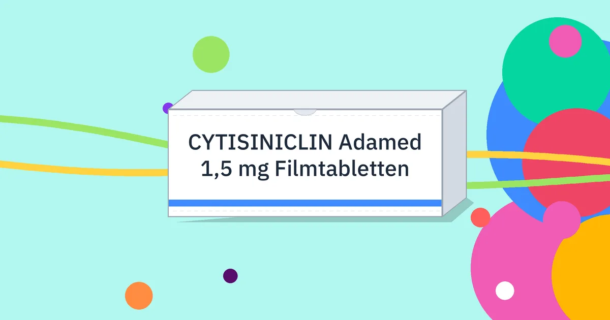 Symbolbild: Packung mit der Aufschrift CYTISINICLIN Adamed 1,5 mg Filmtabletten (PZN 20333896) – Verfügbarkeit und Bezug in Apotheken in Frankfurt am Main