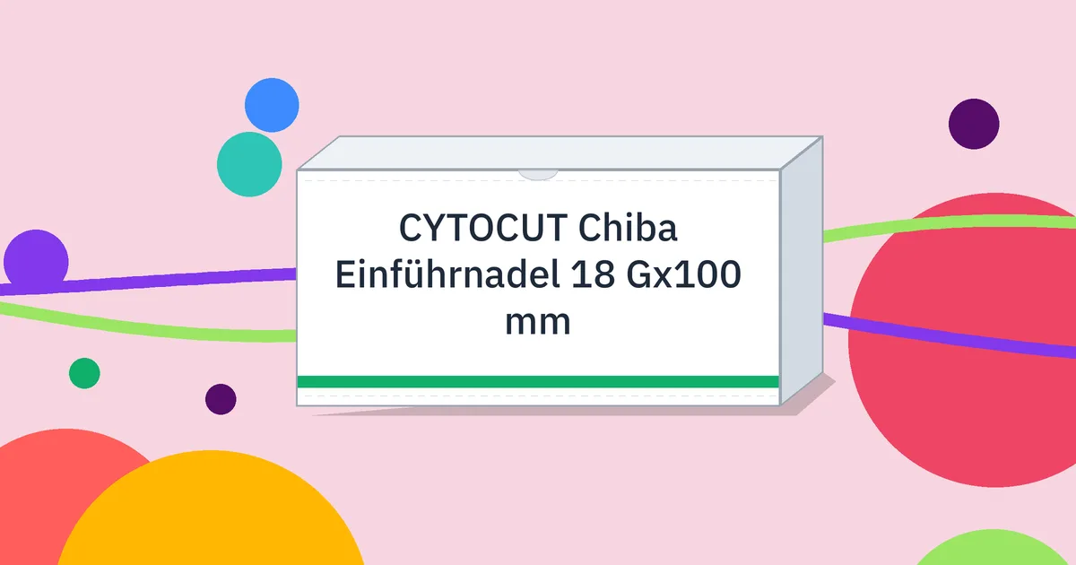 Symbolbild: Packung mit der Aufschrift CYTOCUT Chiba Einführnadel 18 Gx100 mm (PZN 16919171) – Verfügbarkeit und Bezug in Apotheken in Frankfurt am Main