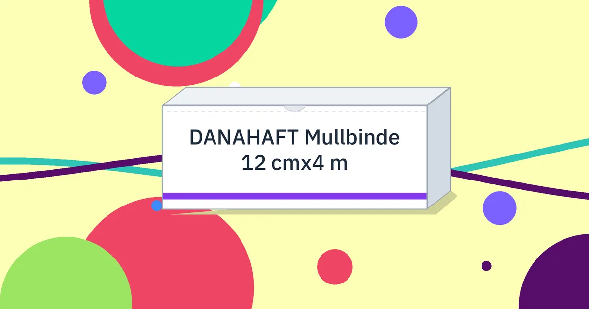 Symbolbild: Packung mit der Aufschrift DANAHAFT Mullbinde 12 cmx4 m (PZN 07636600) – Verfügbarkeit und Bezug in Apotheken in Frankfurt am Main