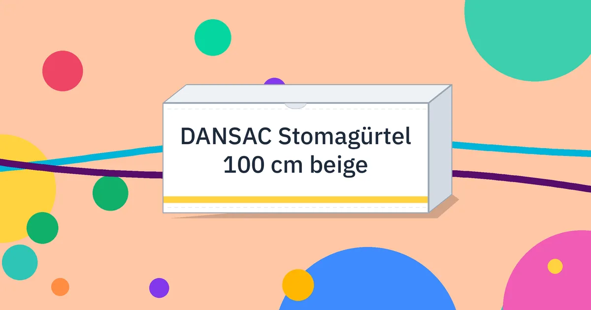 Symbolbild: Packung mit der Aufschrift DANSAC Stomagürtel 100 cm beige (PZN 19745116) – Verfügbarkeit und Bezug in Apotheken in Frankfurt am Main