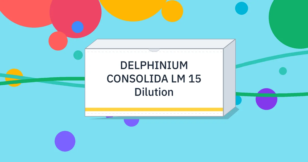 Symbolbild: Packung mit der Aufschrift DELPHINIUM CONSOLIDA LM 15 Dilution (PZN 13463339) – Verfügbarkeit und Bezug in Apotheken in Frankfurt am Main