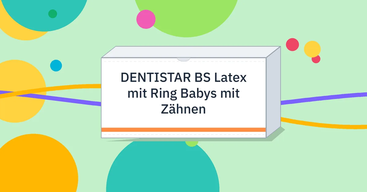 Symbolbild: Packung mit der Aufschrift DENTISTAR BS Latex mit Ring Babys mit Zähnen (PZN 04770433) – Verfügbarkeit und Bezug in Apotheken in Frankfurt am Main
