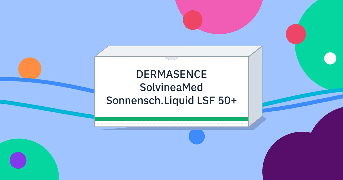 Symbolbild: Packung mit der Aufschrift DERMASENCE SolvineaMed Sonnensch.Liquid LSF 50+ (PZN 20097935) – Verfügbarkeit und Bezug in Apotheken in Frankfurt am Main