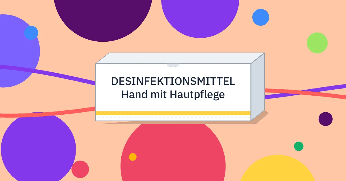 Symbolbild: Packung mit der Aufschrift DESINFEKTIONSMITTEL Hand mit Hautpflege (PZN 16687312) – Verfügbarkeit und Bezug in Apotheken in Frankfurt am Main