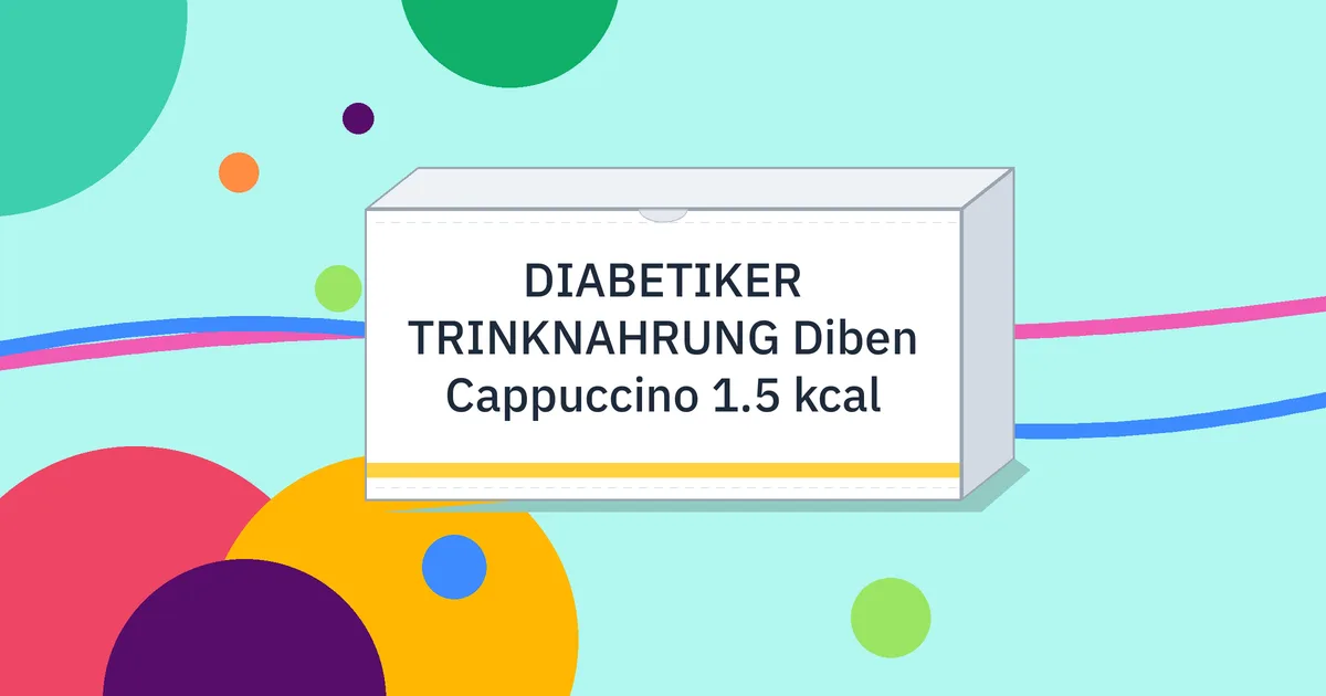 Symbolbild: Packung mit der Aufschrift DIABETIKER TRINKNAHRUNG Diben Cappuccino 1.5 kcal (PZN 15590243) – Verfügbarkeit und Bezug in Apotheken in Frankfurt am Main