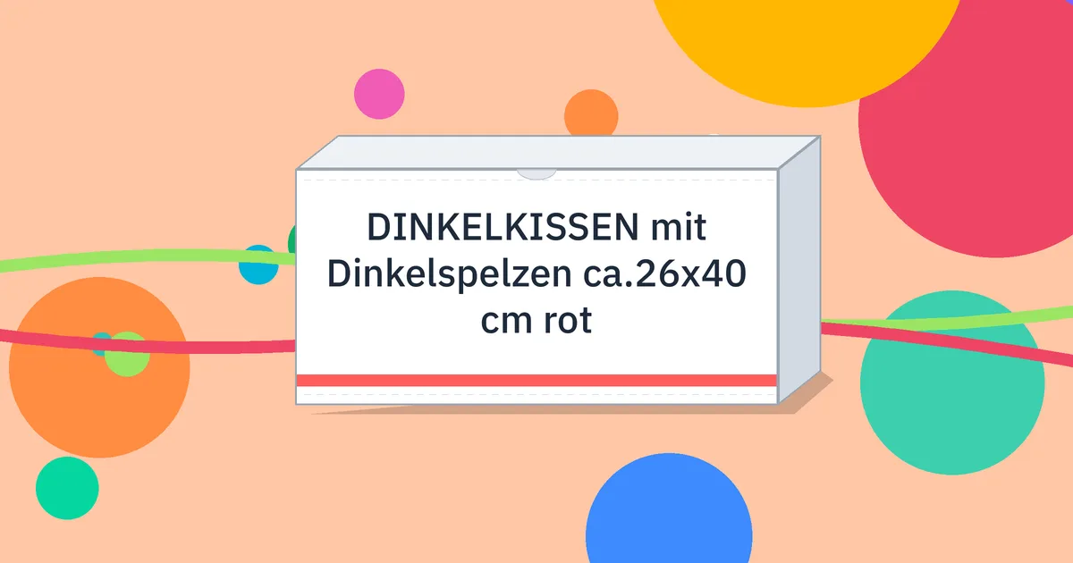 Symbolbild: Packung mit der Aufschrift DINKELKISSEN mit Dinkelspelzen ca.26x40 cm rot (PZN 16619121) – Verfügbarkeit und Bezug in Apotheken in Frankfurt am Main