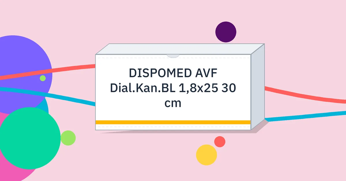 Symbolbild: Packung mit der Aufschrift DISPOMED AVF Dial.Kan.BL 1,8x25 30 cm (PZN 08495567) – Verfügbarkeit und Bezug in Apotheken in Frankfurt am Main