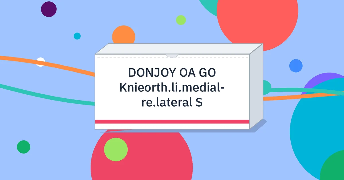 Symbolbild: Packung mit der Aufschrift DONJOY OA GO Knieorth.li.medial-re.lateral S (PZN 19378445) – Verfügbarkeit und Bezug in Apotheken in Frankfurt am Main