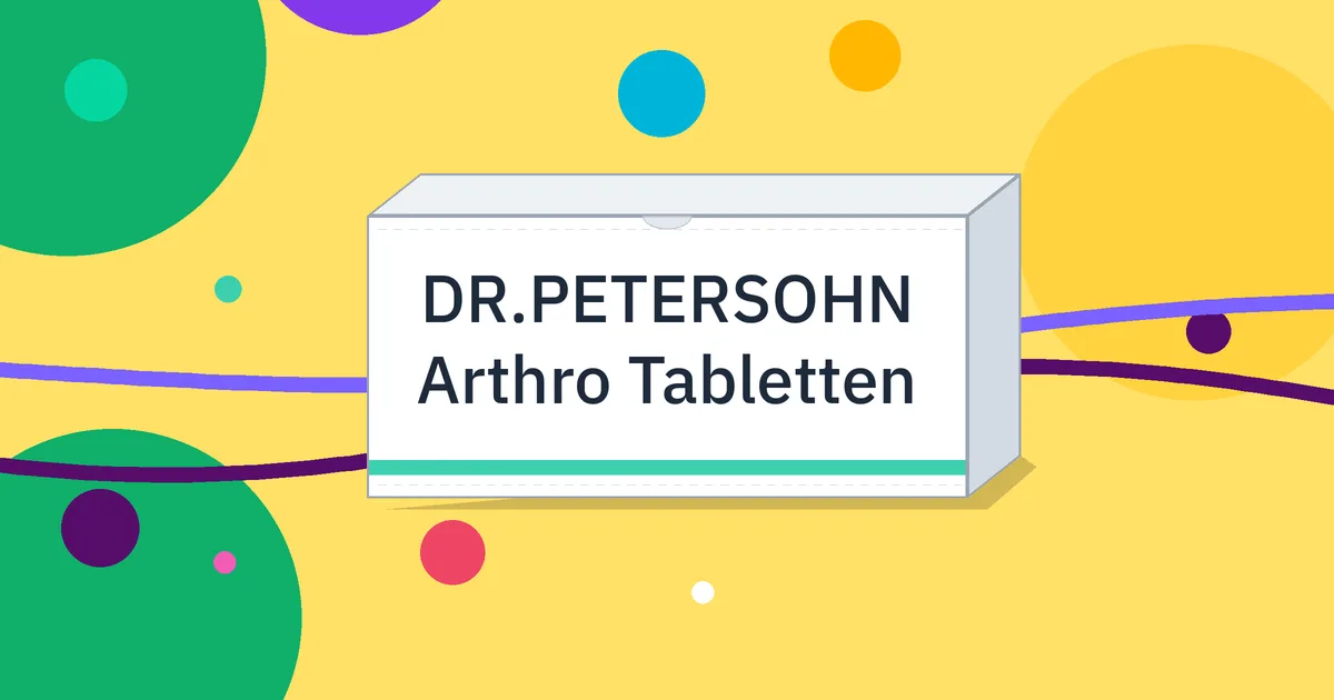 Symbolbild: Packung mit der Aufschrift DR.PETERSOHN Arthro Tabletten (PZN 20302625) – Verfügbarkeit und Bezug in Apotheken in Frankfurt am Main