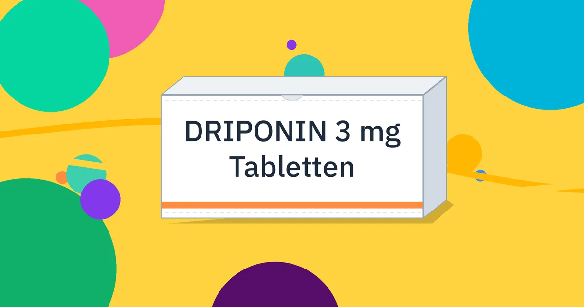 Symbolbild: Packung mit der Aufschrift DRIPONIN 3 mg Tabletten (PZN 18122040) – Verfügbarkeit und Bezug in Apotheken in Frankfurt am Main