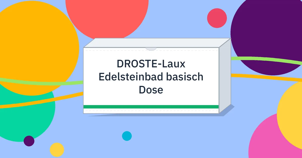Symbolbild: Packung mit der Aufschrift DROSTE-Laux Edelsteinbad basisch Dose (PZN 04166542) – Verfügbarkeit und Bezug in Apotheken in Frankfurt am Main