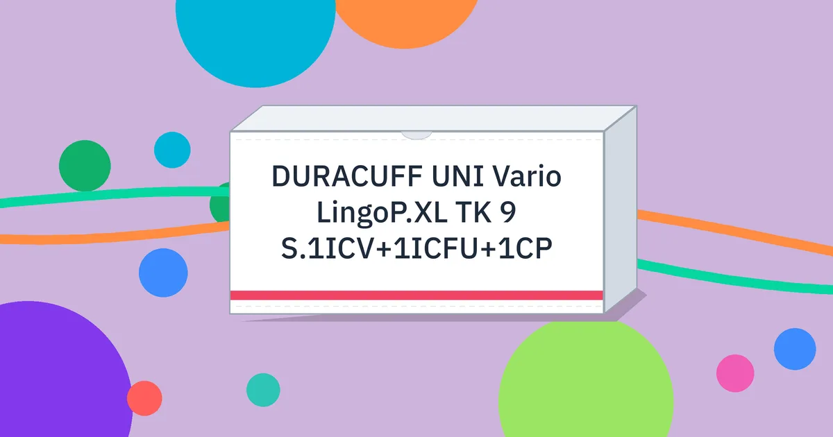 Symbolbild: Packung mit der Aufschrift DURACUFF UNI Vario LingoP.XL TK 9 S.1ICV+1ICFU+1CP (PZN 16031014) – Verfügbarkeit und Bezug in Apotheken in Frankfurt am Main