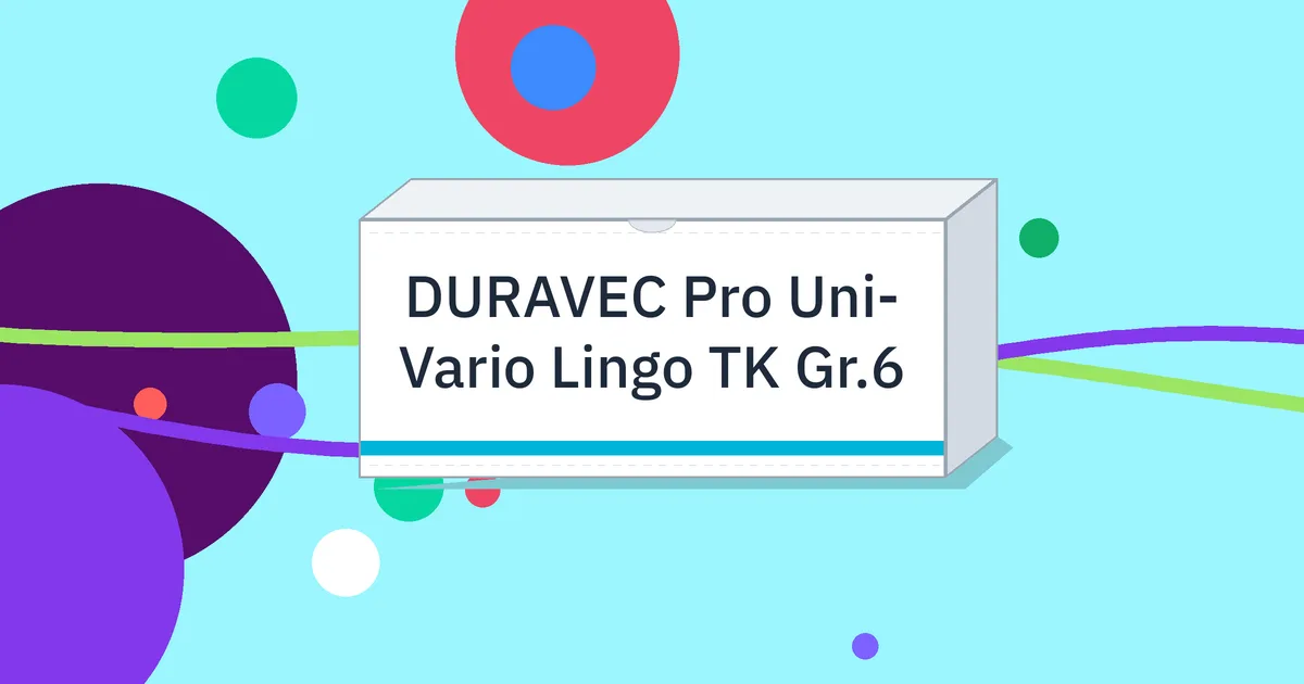 Symbolbild: Packung mit der Aufschrift DURAVEC Pro Uni-Vario Lingo TK Gr.6 (PZN 19272913) – Verfügbarkeit und Bezug in Apotheken in Frankfurt am Main