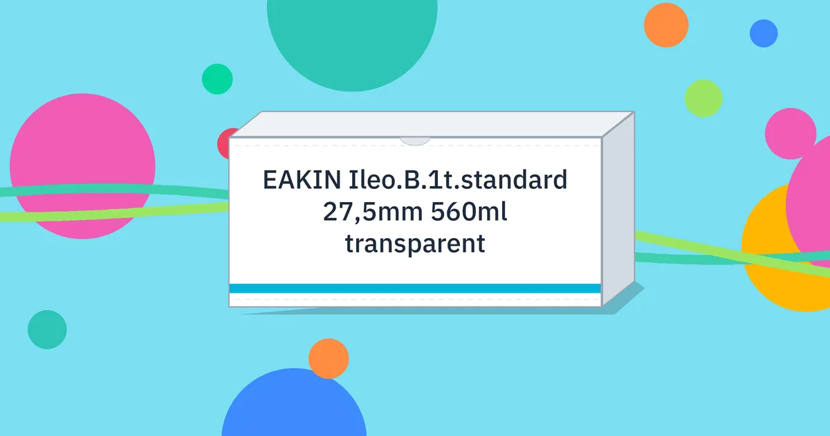 Symbolbild: Packung mit der Aufschrift EAKIN Ileo.B.1t.standard 27,5mm 560ml transparent (PZN 09641924) – Verfügbarkeit und Bezug in Apotheken in Frankfurt am Main