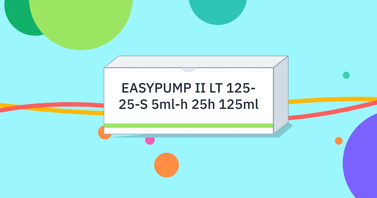 Symbolbild: Packung mit der Aufschrift EASYPUMP II LT 125-25-S 5ml-h 25h 125ml (PZN 20188247) – Verfügbarkeit und Bezug in Apotheken in Frankfurt am Main