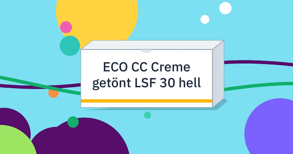 Symbolbild: Packung mit der Aufschrift ECO CC Creme getönt LSF 30 hell (PZN 15560331) – Verfügbarkeit und Bezug in Apotheken in Frankfurt am Main
