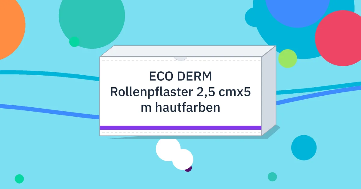 Symbolbild: Packung mit der Aufschrift ECO DERM Rollenpflaster 2,5 cmx5 m hautfarben (PZN 10732738) – Verfügbarkeit und Bezug in Apotheken in Frankfurt am Main