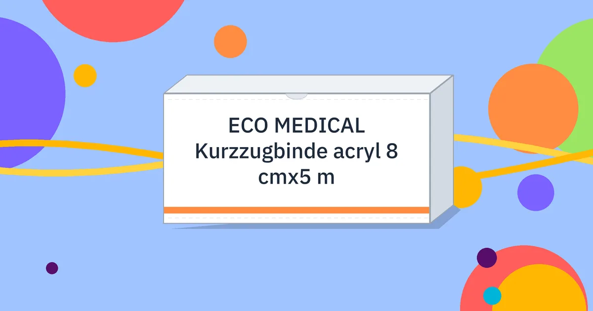 Symbolbild: Packung mit der Aufschrift ECO MEDICAL Kurzzugbinde acryl 8 cmx5 m (PZN 00741251) – Verfügbarkeit und Bezug in Apotheken in Frankfurt am Main
