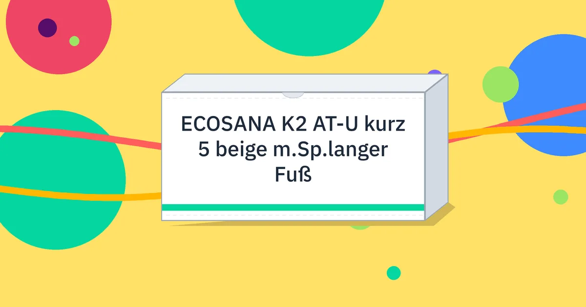 Symbolbild: Packung mit der Aufschrift ECOSANA K2 AT-U kurz 5 beige m.Sp.langer Fuß (PZN 10954700) – Verfügbarkeit und Bezug in Apotheken in Frankfurt am Main