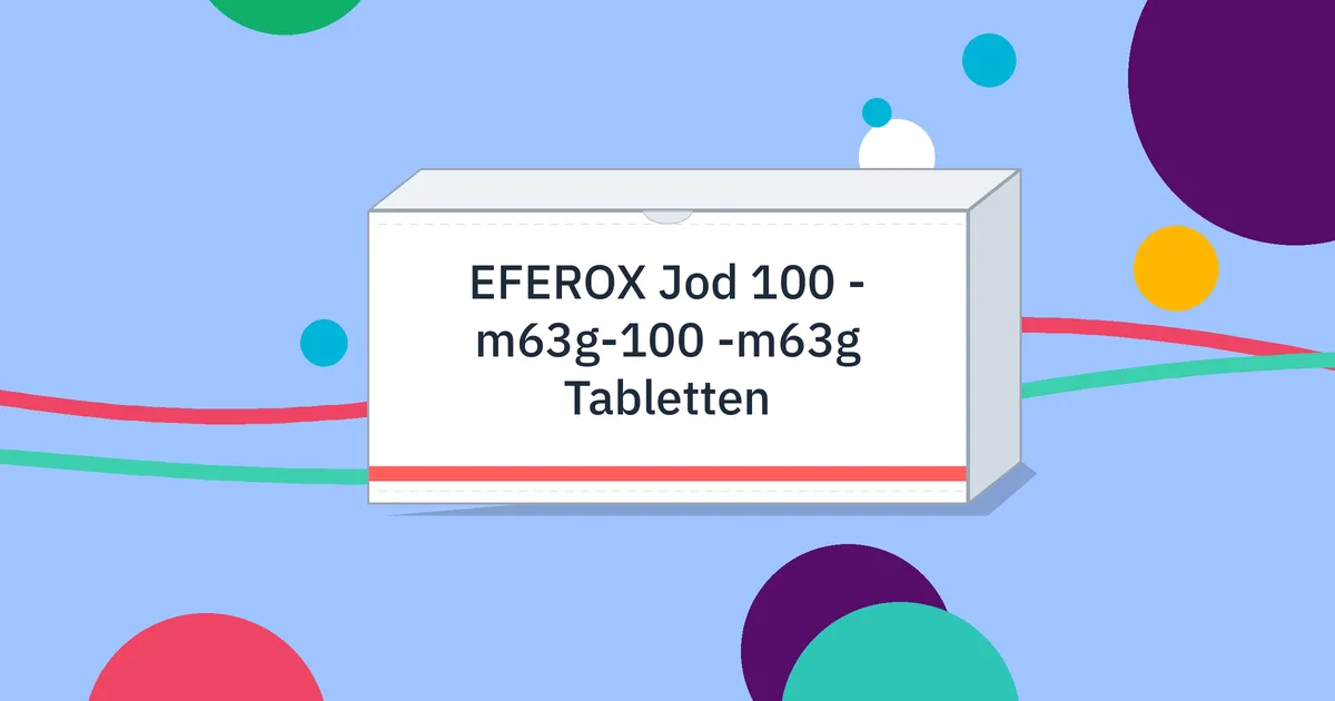 Symbolbild: Packung mit der Aufschrift EFEROX Jod 100 -m63g-100 -m63g Tabletten (PZN 01939593) – Verfügbarkeit und Bezug in Apotheken in Frankfurt am Main