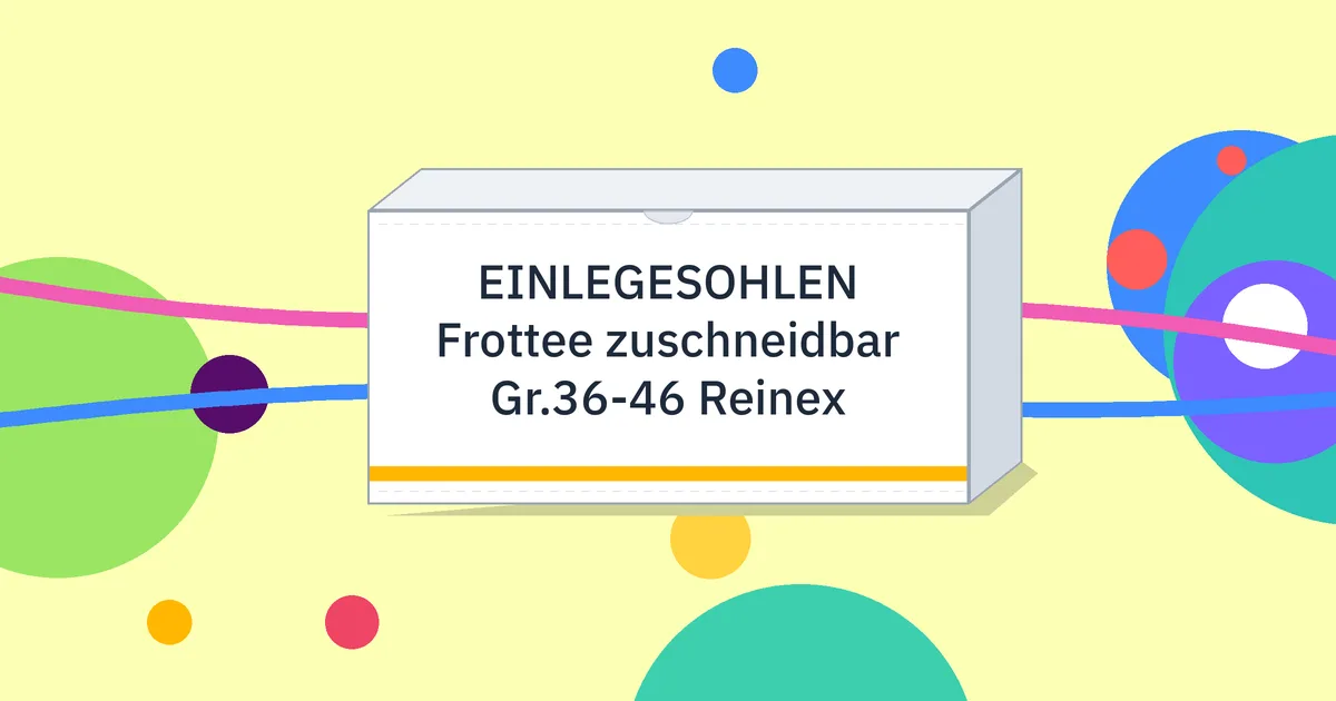 Symbolbild: Packung mit der Aufschrift EINLEGESOHLEN Frottee zuschneidbar Gr.36-46 Reinex (PZN 15422238) – Verfügbarkeit und Bezug in Apotheken in Frankfurt am Main