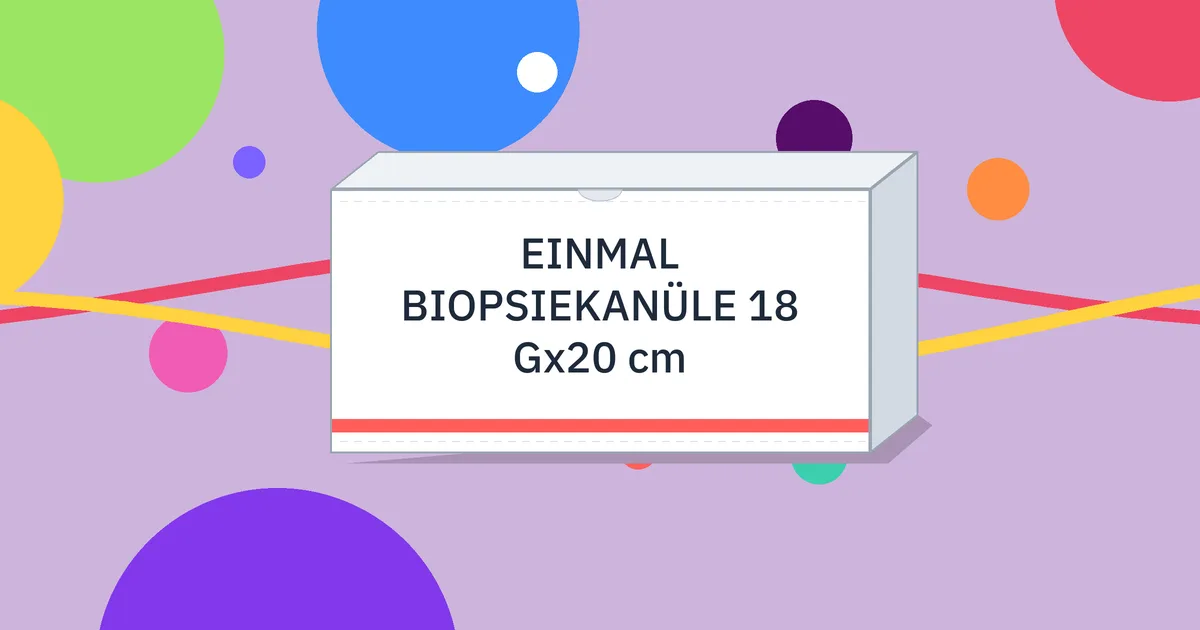 Symbolbild: Packung mit der Aufschrift EINMAL BIOPSIEKANÜLE 18 Gx20 cm (PZN 12503350) – Verfügbarkeit und Bezug in Apotheken in Frankfurt am Main
