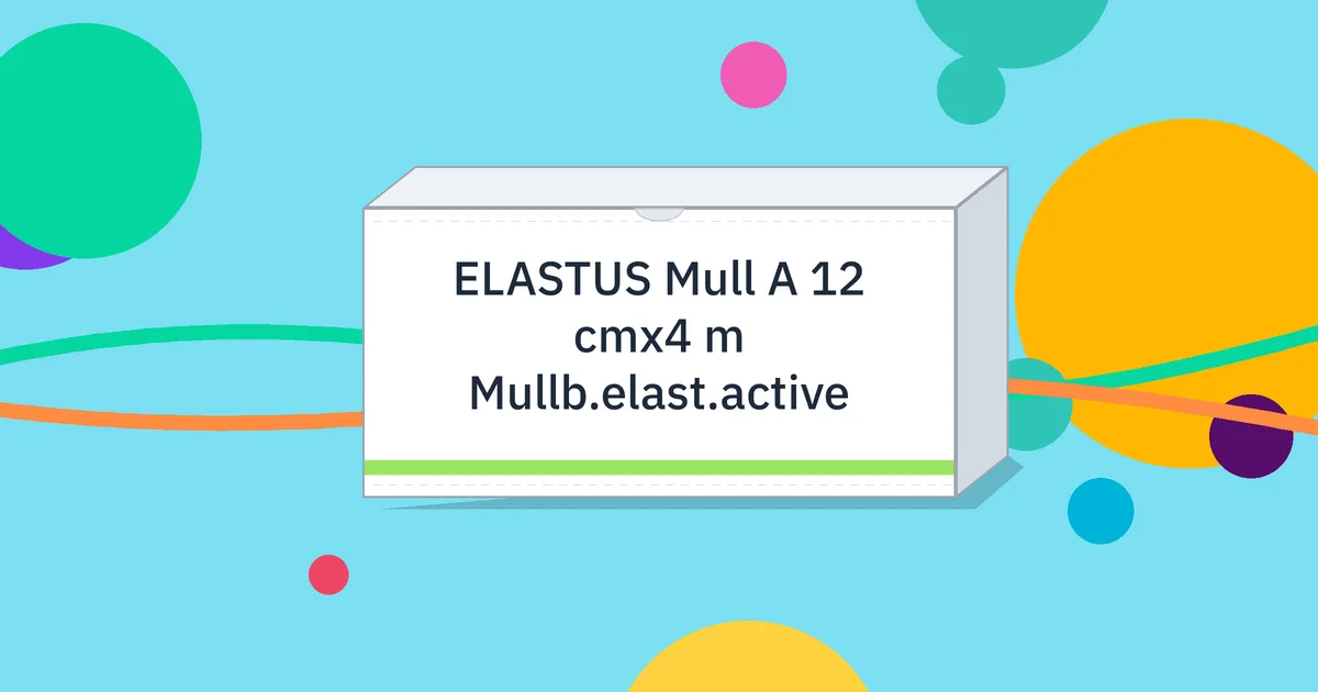 Symbolbild: Packung mit der Aufschrift ELASTUS Mull A 12 cmx4 m Mullb.elast.active (PZN 01312173) – Verfügbarkeit und Bezug in Apotheken in Frankfurt am Main