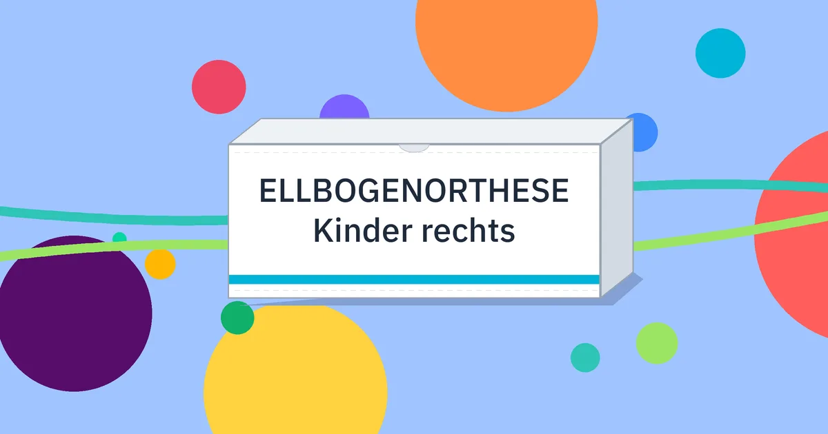 Symbolbild: Packung mit der Aufschrift ELLBOGENORTHESE Kinder rechts (PZN 00758866) – Verfügbarkeit und Bezug in Apotheken in Frankfurt am Main