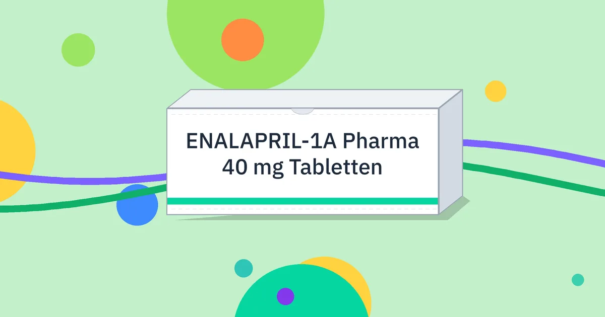 Symbolbild: Packung mit der Aufschrift ENALAPRIL-1A Pharma 40 mg Tabletten (PZN 13568647) – Verfügbarkeit und Bezug in Apotheken in Frankfurt am Main