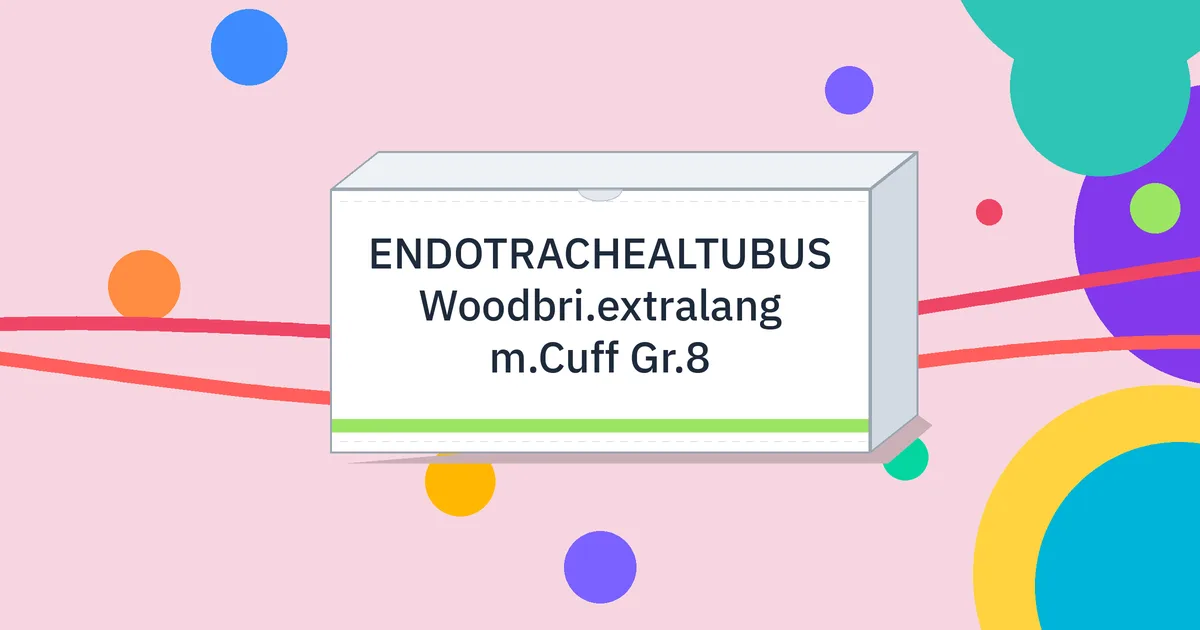 Symbolbild: Packung mit der Aufschrift ENDOTRACHEALTUBUS Woodbri.extralang m.Cuff Gr.8 (PZN 12905597) – Verfügbarkeit und Bezug in Apotheken in Frankfurt am Main