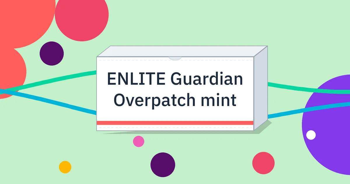 Symbolbild: Packung mit der Aufschrift ENLITE Guardian Overpatch mint (PZN 19865470) – Verfügbarkeit und Bezug in Apotheken in Frankfurt am Main