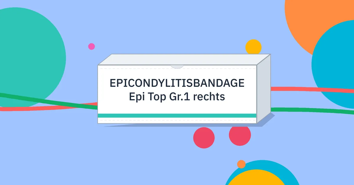 Symbolbild: Packung mit der Aufschrift EPICONDYLITISBANDAGE Epi Top Gr.1 rechts (PZN 05044338) – Verfügbarkeit und Bezug in Apotheken in Frankfurt am Main